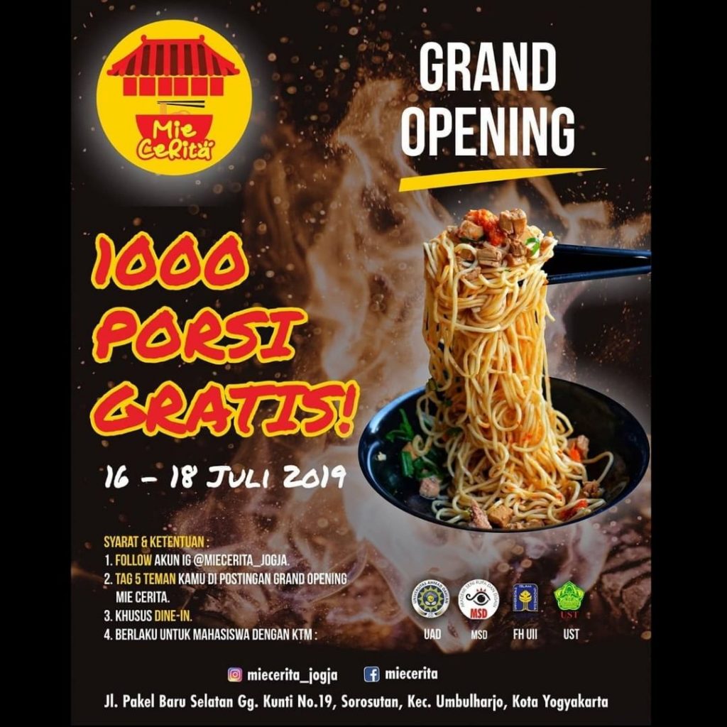 Grand Opening, Promo Mie Cerita 1000 Porsi Gratis!!! - kotajogja.com